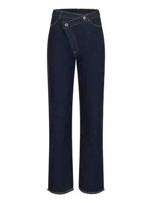 CLOTHES BY LOCKER ROOM Asymmetric Closure Wide-leg Jeans - Blue