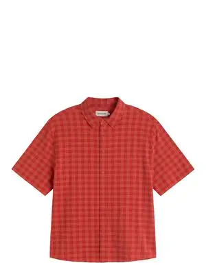 THINKING MU Paddy Seersucker Shirt - Red