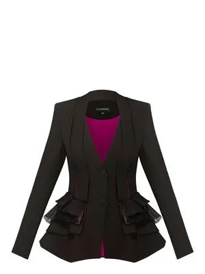 TIA DORRAINE Mon Chèri Ruffled Blazer - Black