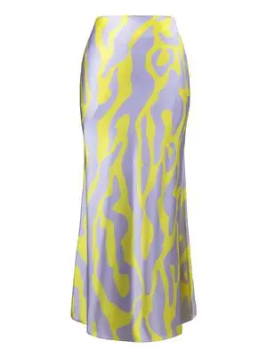 SOLGO ATELIER Printed Silk Midi Slip Skirt