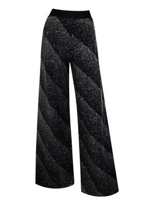 ME & THEE Velvet Trousers With Glitter Detail - Black/silver