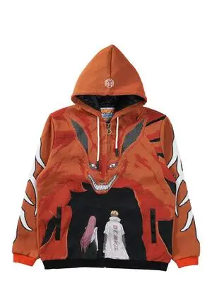 VERYRARE Kurama Minato Kushina Tapestry Zip-up Jacket - Orange