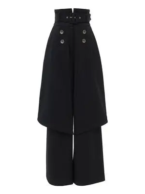 JULIA ALLERT Wide Leg Trousers With Skirt Overlay - Black