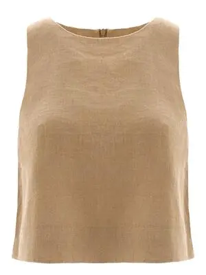 MONLICIA Linen Sleeveless Top - Brown