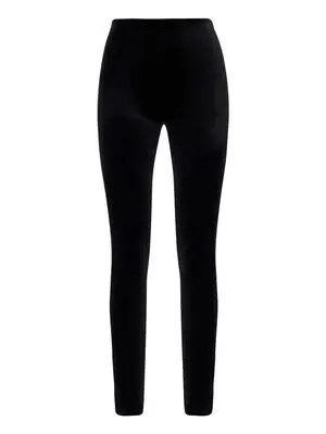 LIA ARAM High-waisted Velvet Leggings - Black