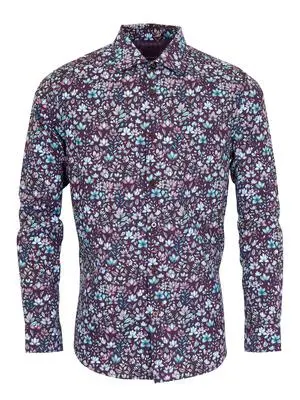 LORDS OF HARLECH Nicoli Mystic Floral Cotton Shirt Plum - Purple
