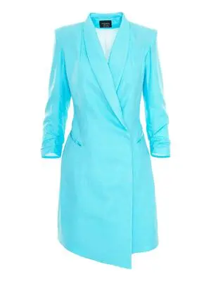 AVENUE N°29 Asymmetric Tailored Blazer Dress - Blue