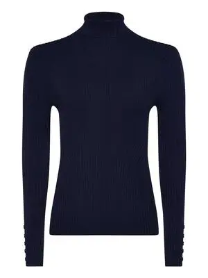 GUINEA Ribbed Roll Neck Jumper - Blue