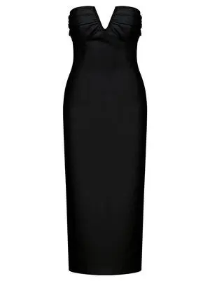 NAZLI CEREN Miora Strapless Midi Crepe Dress - Black