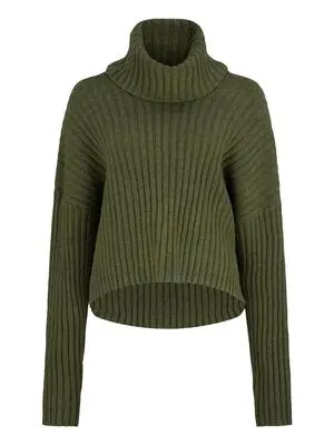 DREF Ida Ribbed Roll Neck Jumper - Green