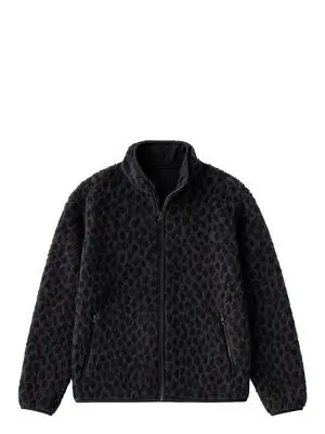 ÉCLECTIQUE Leopard Fleece Jacket - Black