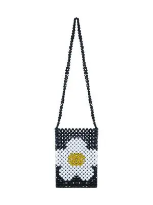 TILLIE BEADS Beaded Crossbody Bag With Daisy Pocket - Black