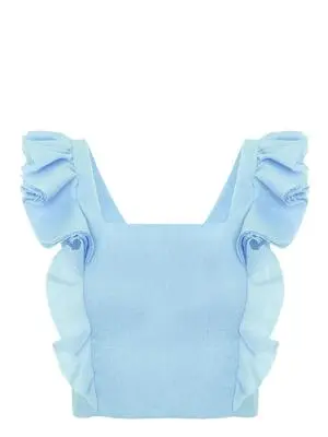 UNDERFLIRTY Flirty Linen Top - Blue