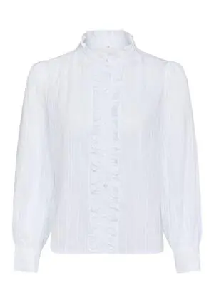 GUINEA Frilled Cotton Blouse - White