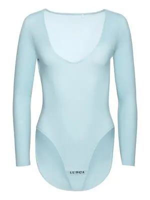 LUSCA Alia Soft Stretch V-neck Bodysuit - Blue