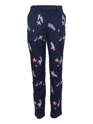 LORDS OF HARLECH Charles Flower Embroidery Pant - Blue