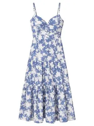HOUSE OF GL Elira Cotton Sweetheart Neckline Midi Dress - Blue