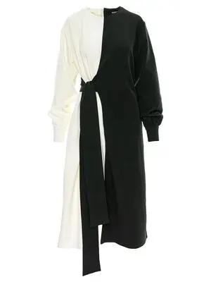BLUZAT Colorblocked Midi Dress - Black/white