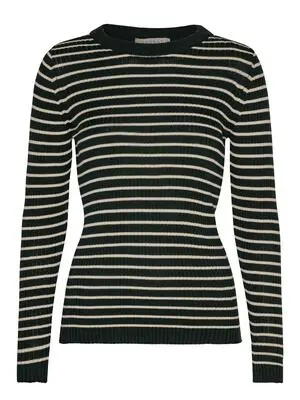 GROBUND Ribbed Knit Striped Blouse