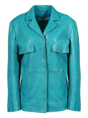 FREAKY NATION Oversized Leather Blazer - Blue