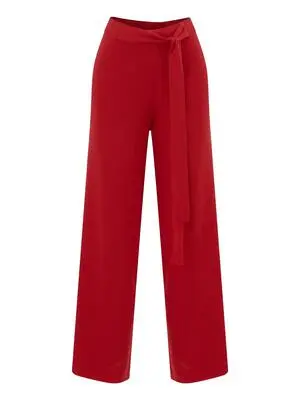 PERALUNA Bell Bottom Knit Trousers - Red