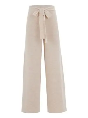 PERALUNA Bell Bottom Knit Trousers - White