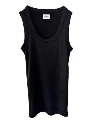 VÆNN Metallic Scoop Neck Tank - Black