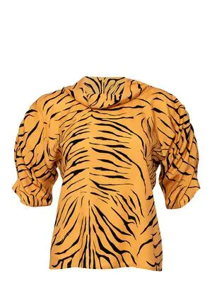 BIANCA POPP Animal Print Blouse With Collar - Black