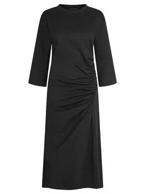 RAVE ON TREND Ruched Cotton T-shirt Dress - Black