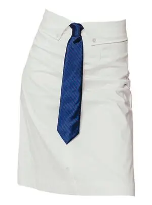 ZITO A-line Skirt With Striped Tie - White