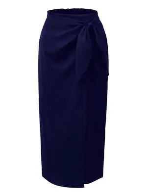 SMART AND JOY High-waisted Wrap Skirt With Tie Detail - Blue