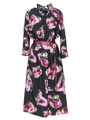 ARTISTA Crystal Embellished Printed Midi Dress - Beige/black/brown/pink