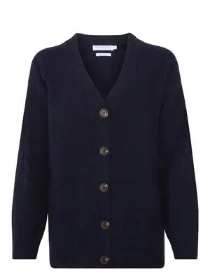 PAUL JAMES KNITWEAR Layla Lambswool Ribbed V-neck Cardigan - Blue