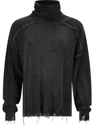ARDEA Mask Knit Cotton Sweater Black