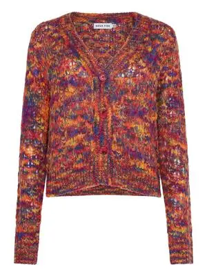 SOUR FIGS V-neck Mélange Knit Cardigan - Orange/red