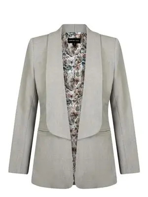 MADISON / SAVILE Shawl Collared Boyfriend Blazer In Mini Check - Grey