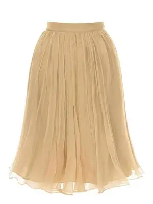 AVENUE N°29 Gathered Silk Voile Midi Skirt - Brown