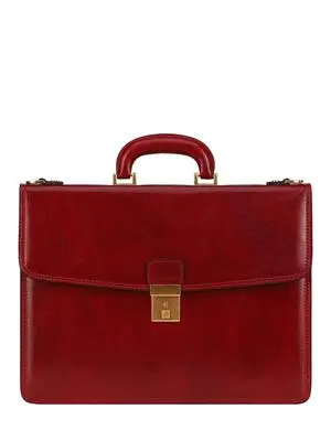 TIME RESISTANCE Leather Briefcase - Red