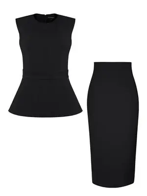 TIA DORRAINE Sleeveless Top And Pencil Midi Skirt Set - Black