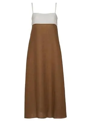 THE SUMMER EDIT Luxe Linen Maxi Dress - Brown