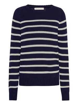 GROBUND Helga Striped Knit Blouse - Blue