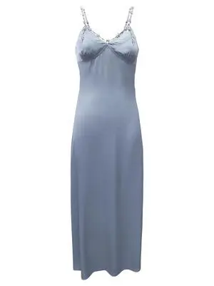 RIVIERA SOIRÉE Taylor Bejeweled Satin Maxi Dress - Blue