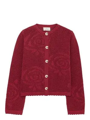 PERALUNA Helena Crochet Knit Cardigan