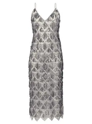 AGGI BY HALEWSKI Marilyn Sequin Maxi Dress - Silver
