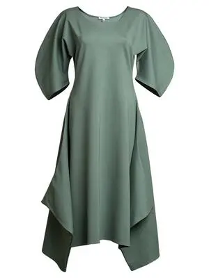 BIANCA POPP Midi Dress With Puff Sleeves And Asymmetrical Hem - Blue