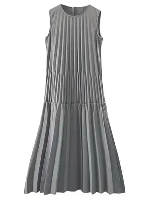 LONDON ATELIER BYPRODUCT Accordion Layer Pleated Midi Dress - Grey