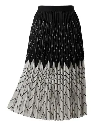 IZABELA MANDOIU Geometric Pleated Midi Skirt - Black/white
