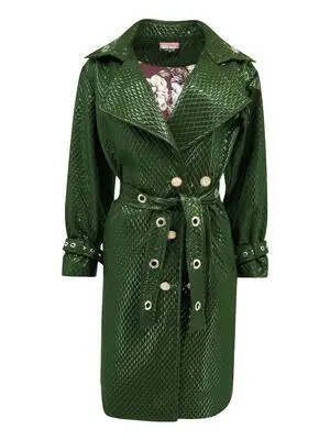 MAUI X LOLITA Quilted Vegan Leather Trench Coat - Green
