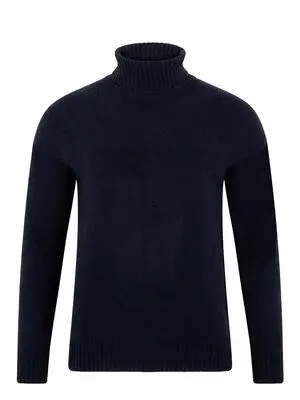 PAUL JAMES KNITWEAR Merino Cashmere Roll Neck Jumper - Blue
