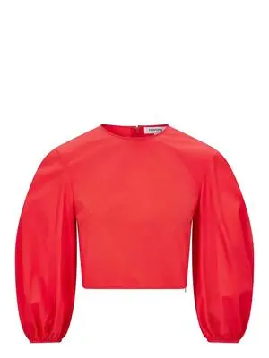 FEMPONIQ Puff Sleeve Cropped Cotton Top - Red
